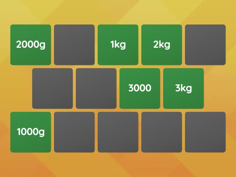 Kilograms and Grams - Matching pairs