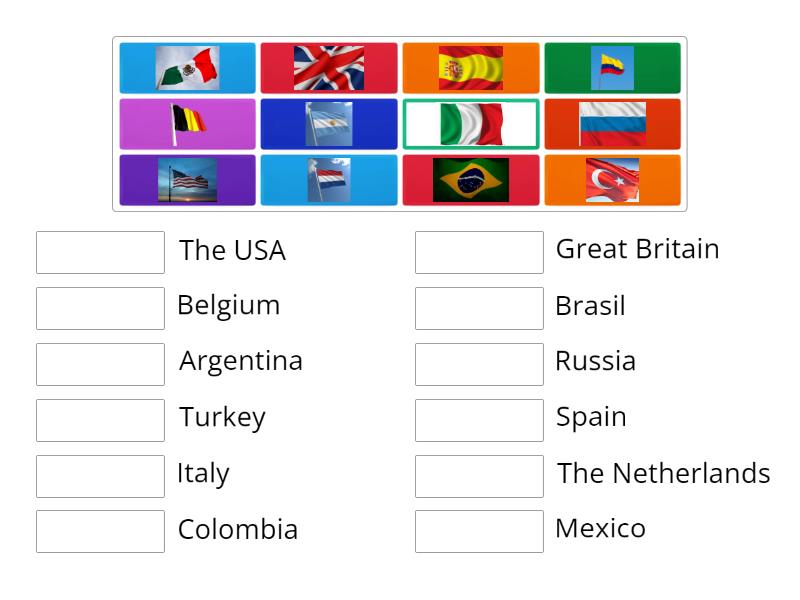 Match the flags with their countries - Une las parejas