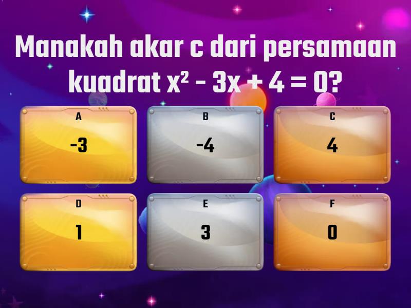 Kuis Persamaan dan Fungsi Kuadrat - Quiz