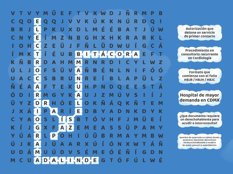 ACTIVIDAD COMITÉ BIENESTAR FEBRERO - Wordsearch