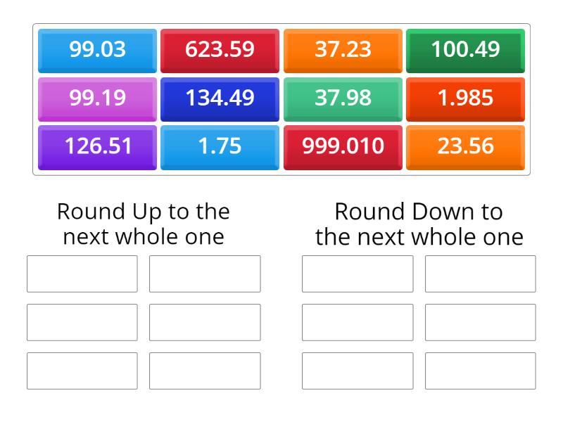 Rounding Decimals to Whole Numbers - Group sort