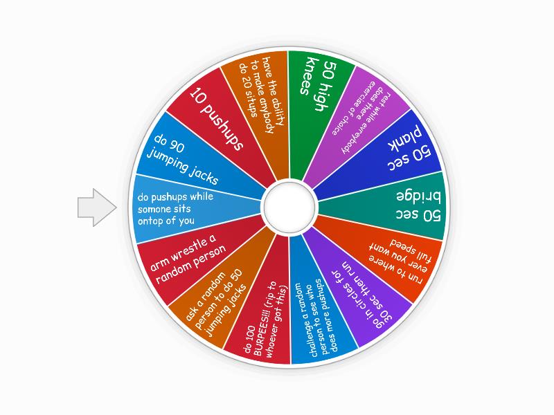 WHEEL OF DARES*excercise* - Spin the wheel