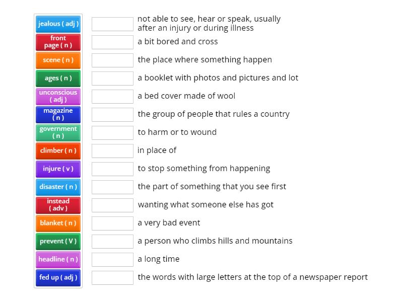 Words and Meaning - Match up
