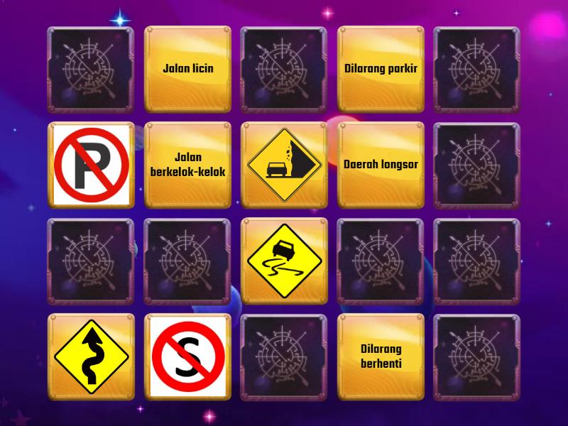 Pasangkan simbol rambu-rambu lalu lintas berikut dengan artinya! - Memory