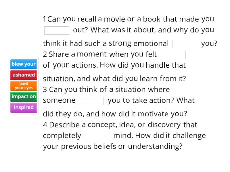 Warm-up questions (RM B2 1B) - Complete the sentence