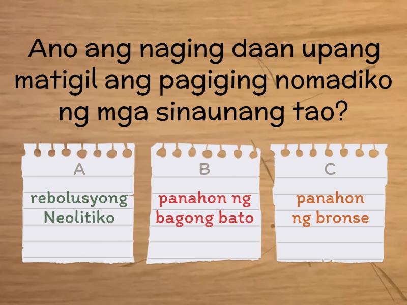 ANG PAGSISIMULA NG MGA KABIHASNAN- - Quiz