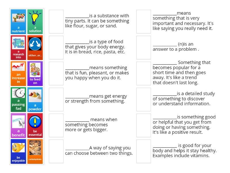 Gateway B1+ Unit 4 Reading definitions - Match up