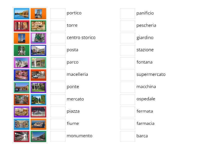 Vocabolario Città UniversItalia A1-A2 unità 4 - Match up
