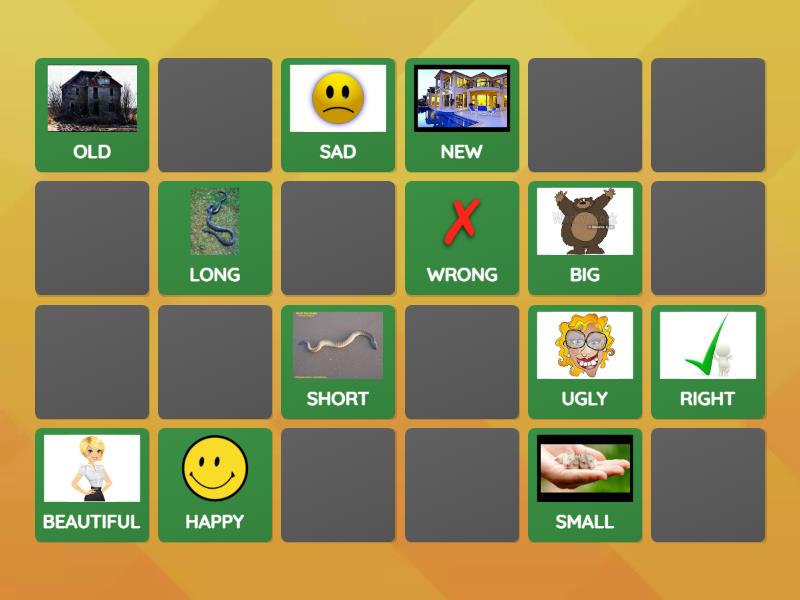 MEMORY GAME - OPPOSITE ADJECTIVES - Parejas