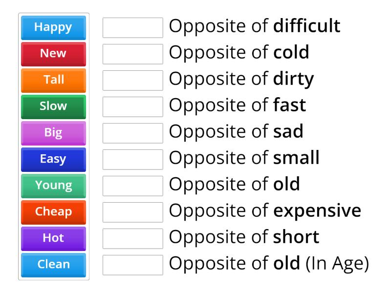 Opposite Adjectives - Match up