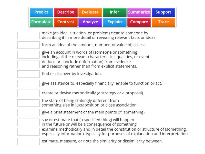 THE 12 POWER WORDS - Match up