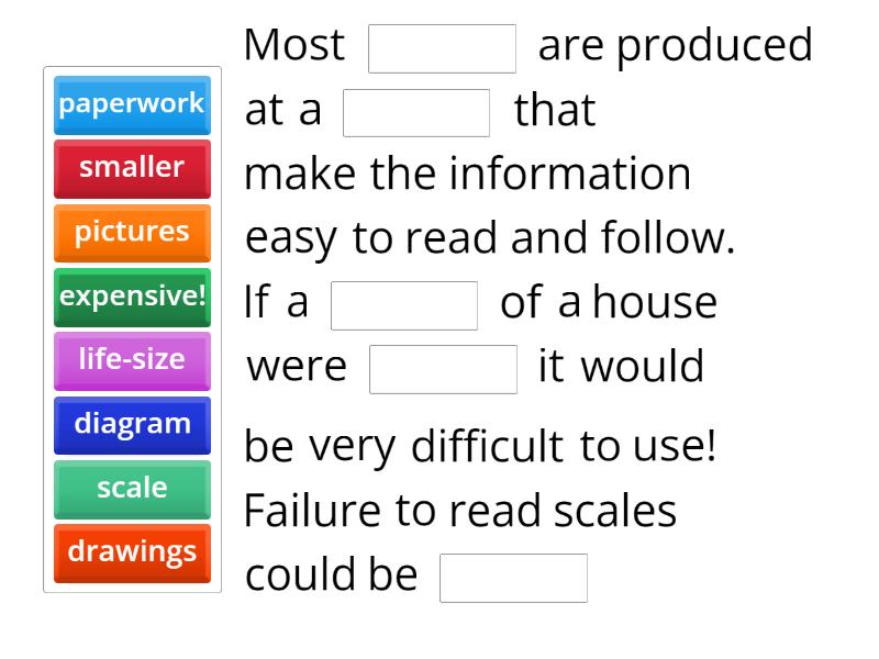 Scales & Ratios - Complete the sentence