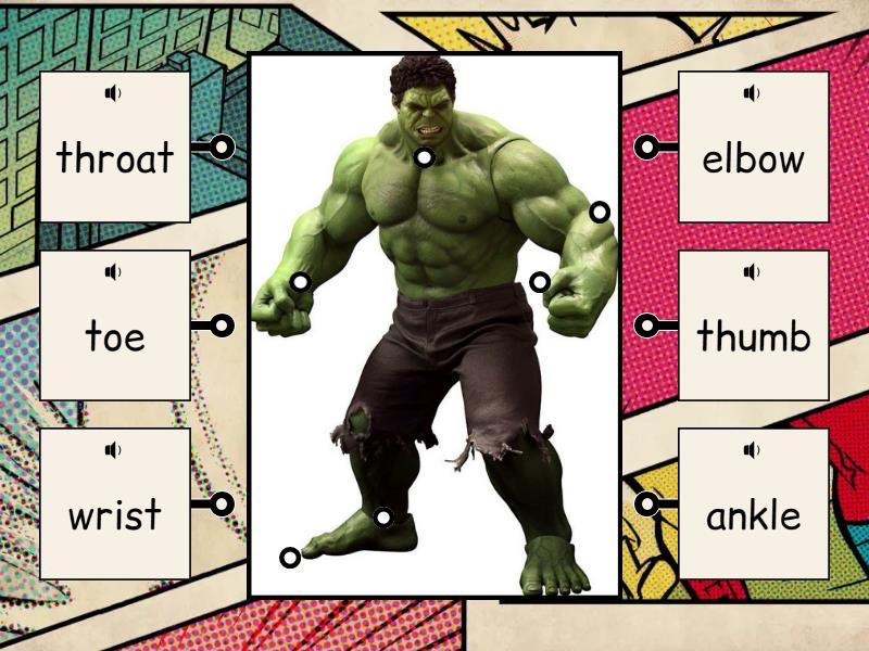 Hulk's parts of the body - Labelled diagram