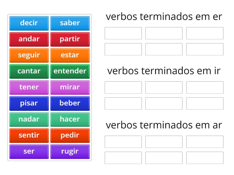 verbos terminados en ar er ir - Group sort