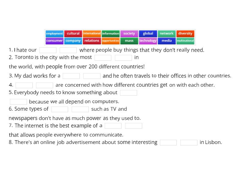 p 66 globalization ex 5 - Complete the sentence