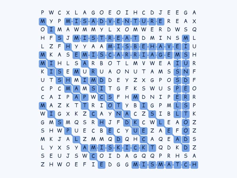 mis- Word search - Wordsearch