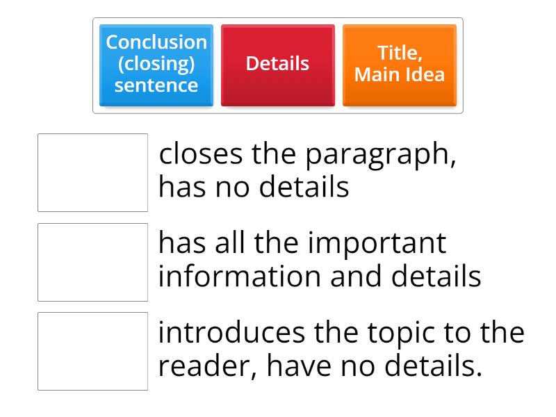 Paragraph Structure - Match up