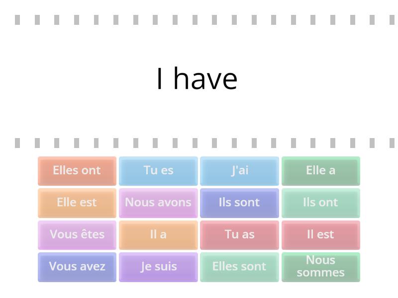 Avoir and Etre - Find the match