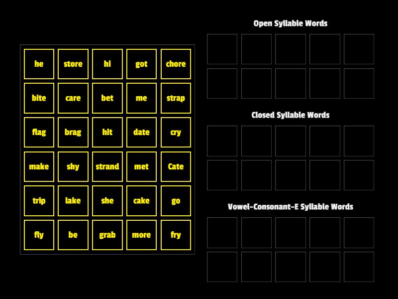 Open, Closed or Vowel-Consonant-E - Group sort