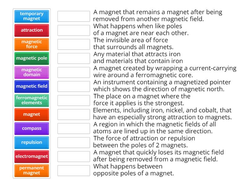 Magnetism Word Wall - Match up
