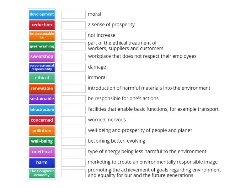 Sustainability Unit 3 - Match up