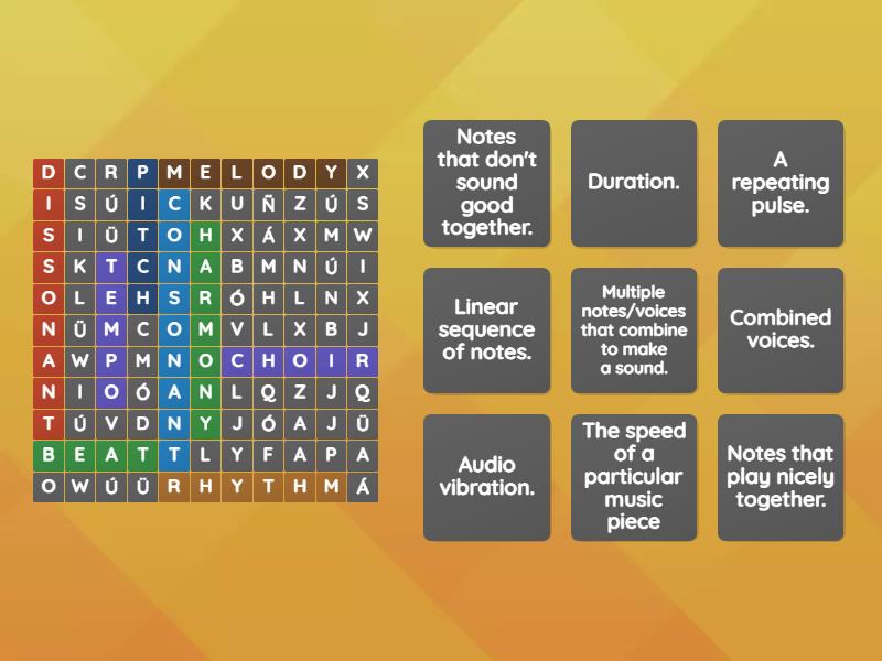 Basic Music Theory Elements - Wordsearch