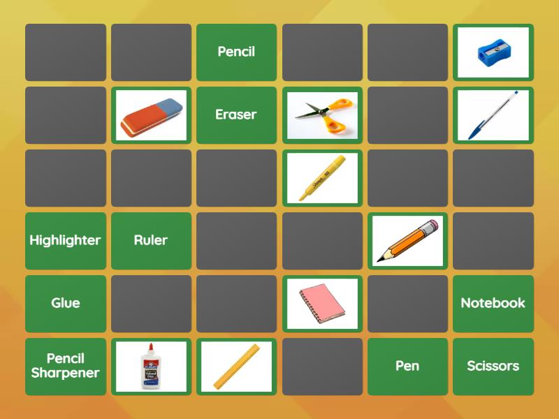School Objects - Memory Game - Matching pairs