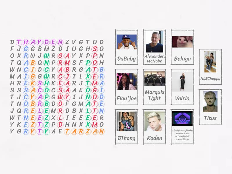 Guess The YouTubers Rappers And More - Wordsearch