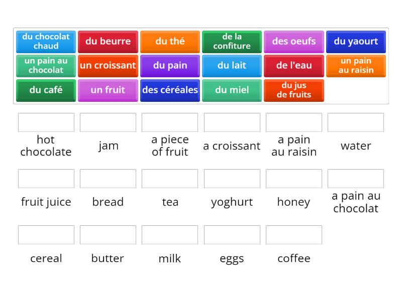 FRENCH BREAKFAST VOCABULARY - Match up