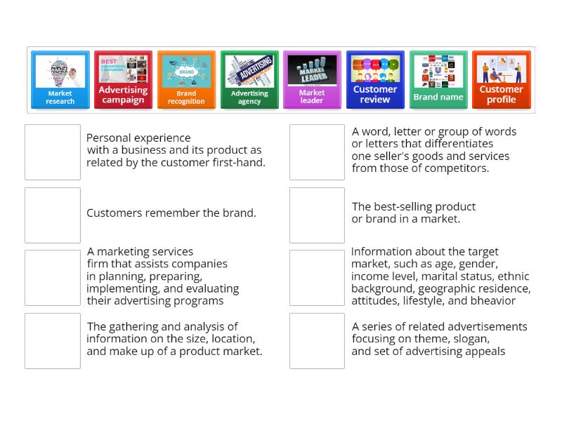 Advertising compound nouns and collocations - Match up