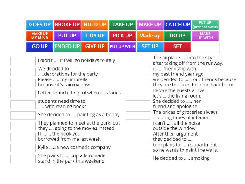 phrasal verbs UP - Match up