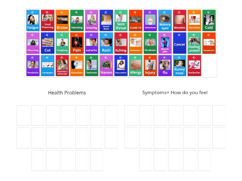 Health problems and symptoms - Group sort