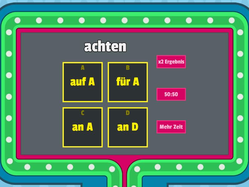 Rektion der Verben Akk Spiel+ - Gameshow quiz