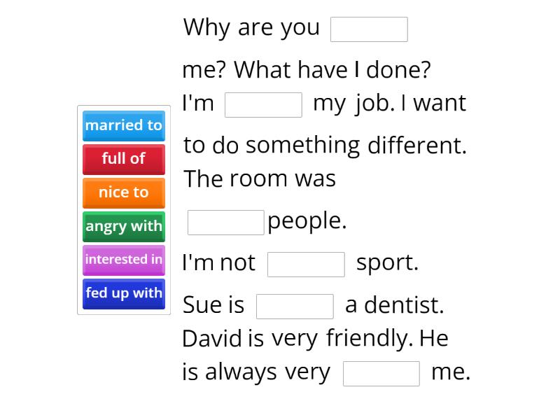 7C Adjectives + prepositions - Missing word