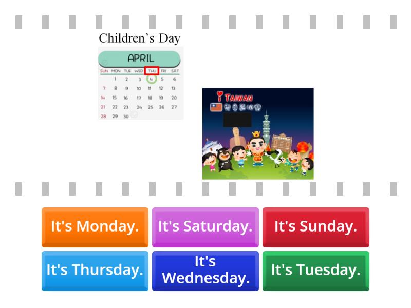 Days of the Week - Sentence Practice - Find the match