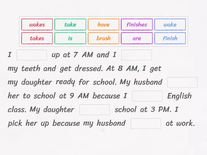 Simple Present Tense - Missing Words - Complete the sentence