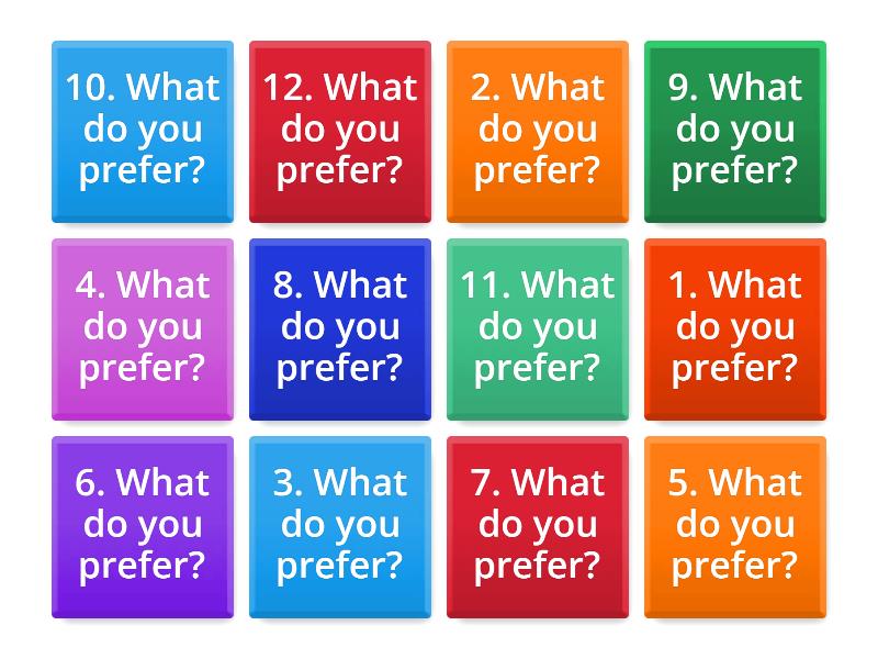What do you prefer? Why- Comparative adjectives/adverbs - Flip tiles