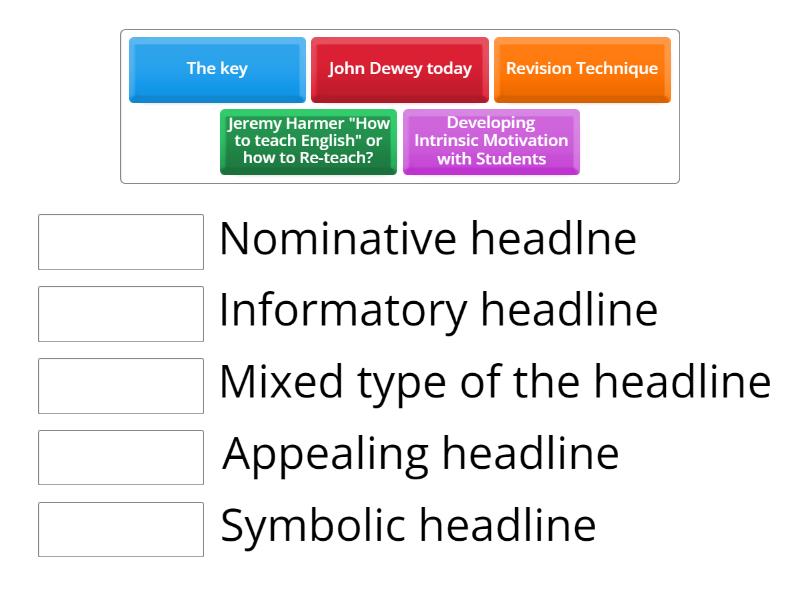 Types of headlines - Match up