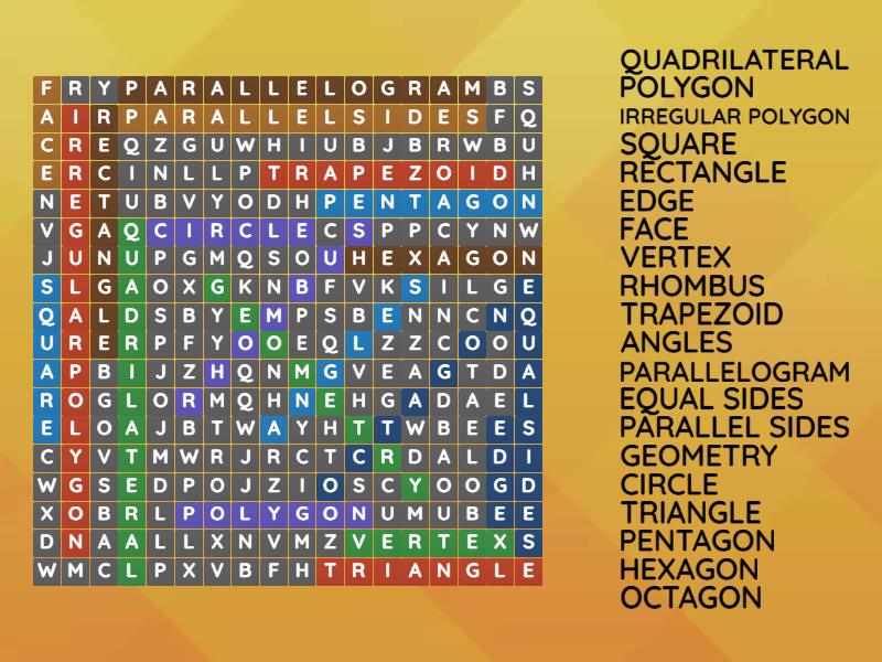 Polygon Vocabulary - Wordsearch
