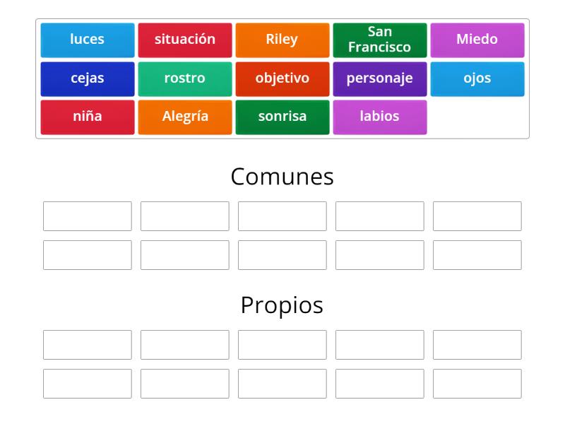 Clasificación de sustantivos - Group sort