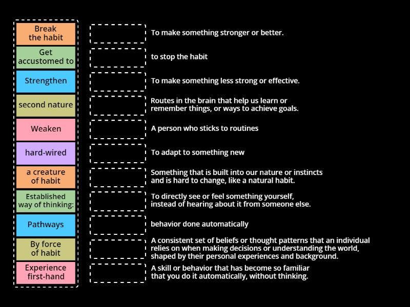 Exercise 4. Match the terms with their meanings - Match up