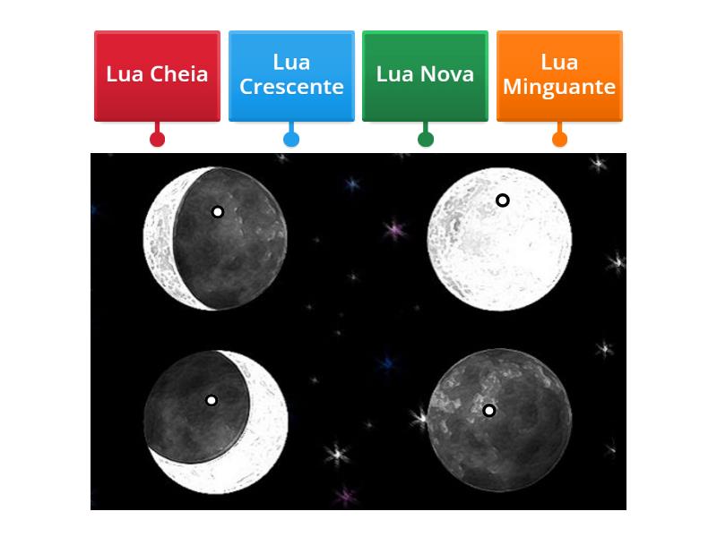 Ciências - Fases da Lua - Labelled diagram