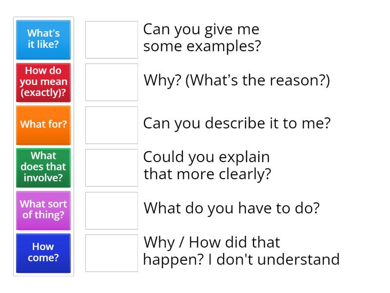 Follow-up questions formal and informal version - Match up