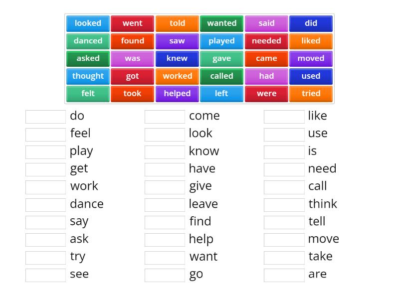 simple past match - Match up