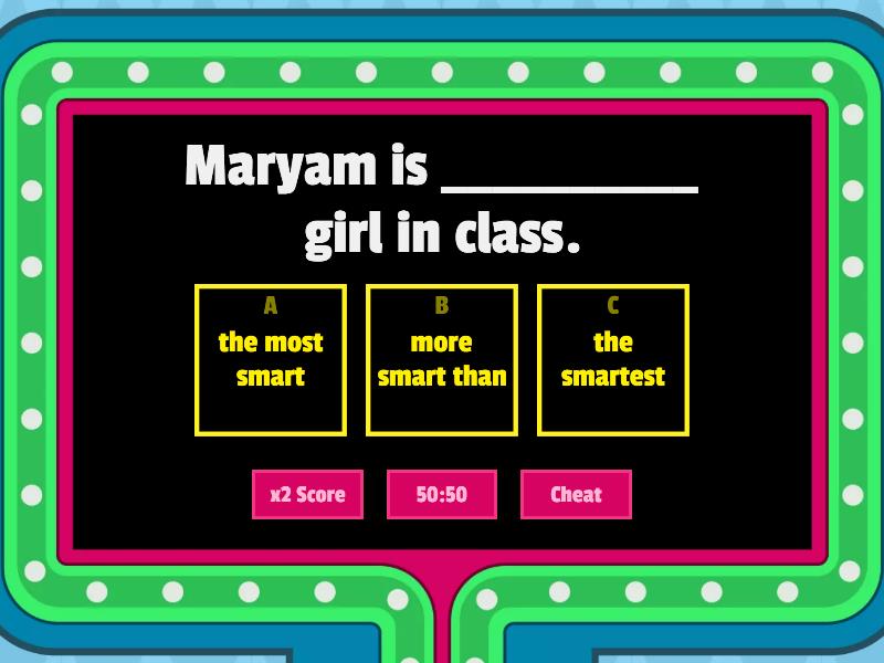 sm3 - comparatives, superlatives (don't edit!) - Gameshow quiz