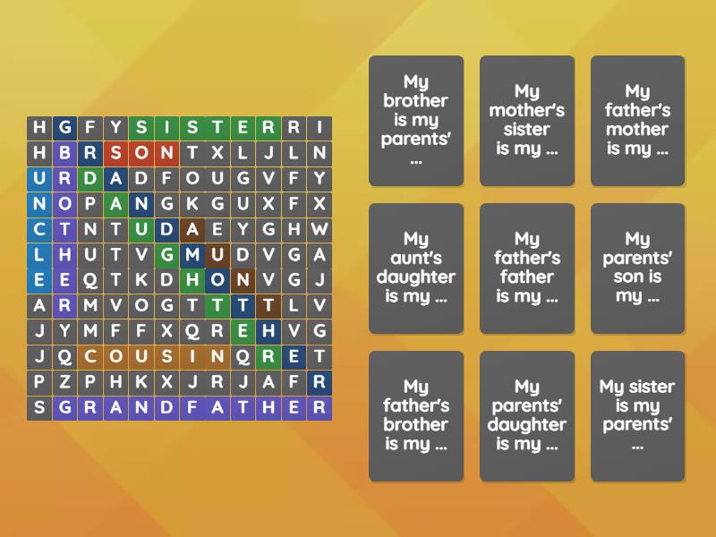 Family members - Wordsearch Family members - Wordsearch