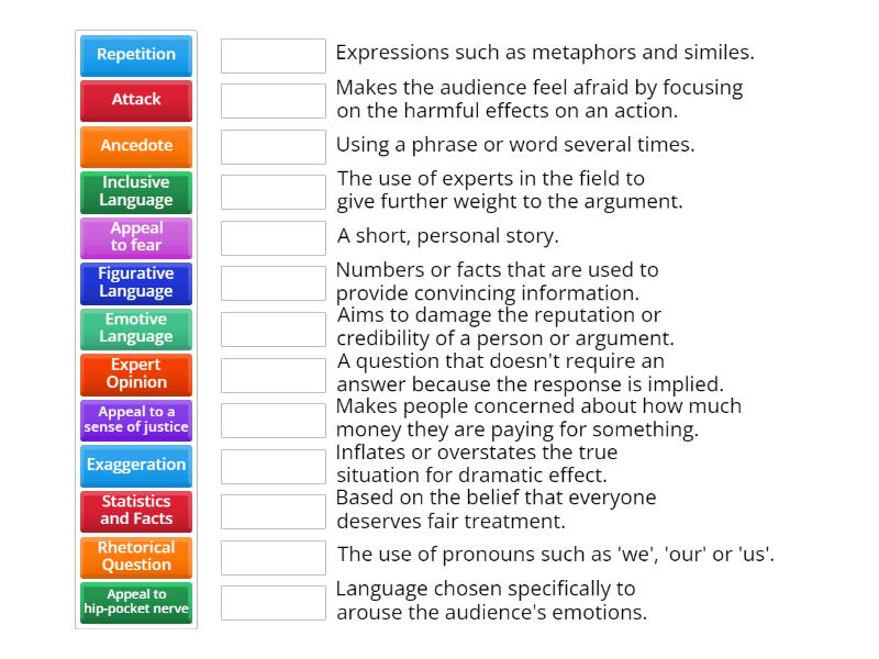 Persuasive Language Techniques - Match up