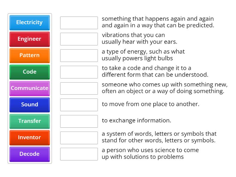 How do you send a secret code? - Match up