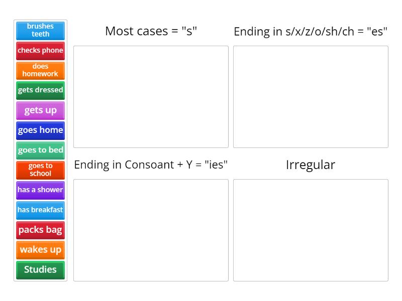 Pedro - Daily Routine - He/She/It forms - Categorize