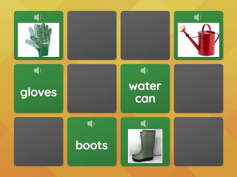 GARDENING TOOLS vocabulary - Matching pairs